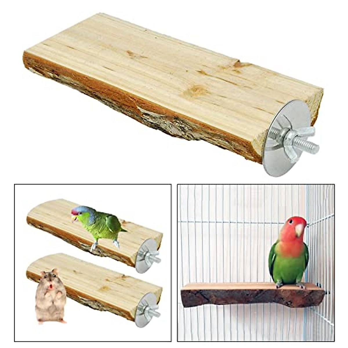 Natural Wooden Bird Perch Stand, Multi-Branch Hanging Perch Platform for Parrots, Cockatiels, Conures, Macaws, 7-8cm 15cm
