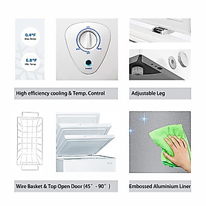 Smad 5.0 Cu Ft Chest Freezer with Removable Basket Free Standing Compact Freezer with Adjustable Temperature Top Open Door Deep Freezer Ideal for Apartment Garage Basement Office RV and Kitchen, White