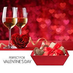 Upper Midland Products [5 Pk] Red Baskets for Gifts Empty| 8x10” Gift Basket Kit with Basket Bags, Red Pull Bows| Wine, DIY Basket Gift Set| Christmas,Valentines,Friendship| Gift to Impress