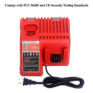Yongcell M18 & M12 Lithium Ion Battery Charger Compatible with Milwaukee 12V-18V Li-ion Battery 48-11-2420 48-11-2440 48-11-1820 48-11-1840 48-11-1850 48-11-2401 48-11-1890 Yongcell M18 & M12 Lithium Ion Battery Charger Compatible with Milwaukee 12V-18V L