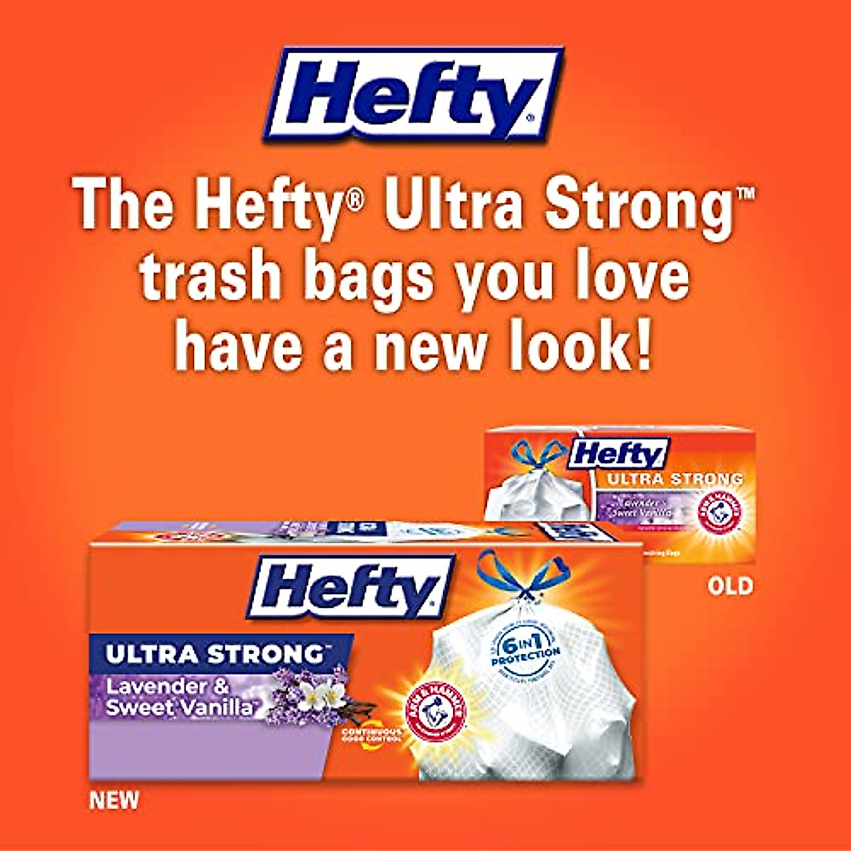 Hefty Ultra Strong Tall Kitchen Trash Bags, Lavender & Sweet Vanilla Scent, 13 Gallon, 110 Count