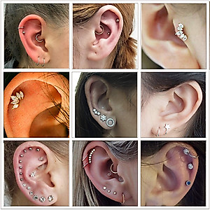 MILACOLATO Cartilage Earring 11Pcs 16G 18G Stainless Steel Cartilage Earrings Stud Hoops Conch Forward Helix Earrings Tragus Daith Piercing CZ Barbell Stud Cartilage Piercing Jewelry for Women of All Ages-silver
