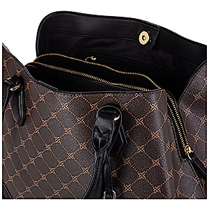 NINE WEST womens Brooklyn Jet Set Carryall SATCHEL, Brown/Black, One Size US