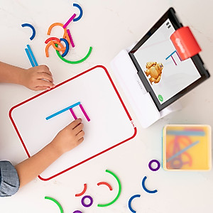 Osmo - Little Genius Starter Kit for Fire Tablet + Early Math Adventure - Valentine Toy - 6 Educational Games-Counting, Shapes & Phonics-STEM Gifts-Ages 3 4 5(Tablet Base Included)