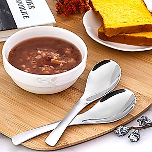 Eisinly Thickened Soup Spoons, 6 Pieces High Grade 18/8 Stainless Steel Table Spoons 6.7 Inch, Kitchen Utensil Set of 6 Perfect for Soup Rice Tea Milk Coffee Dessert, Silver, Dishwasher Safe