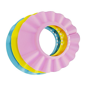 HOOYEE Safe Shampoo Shower Bathing Protection Bath Cap Soft Adjustable Visor Hat for Toddler, Baby, Kids, Children (pink)