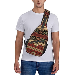 ZREXUO Native American Sling Backpack,Casual Crossbody Backpack Sling Bag Chest Daypack for Men Women Sport