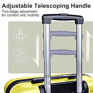 HOUAGI Luggage Sets 2 Piece,20 inch 24 inch Carry on Luggage Airline Approved,ABS Hardside Lightweight Suitcase with 4 Spinner Wheels,2-Piece Set(20/24),Yellow