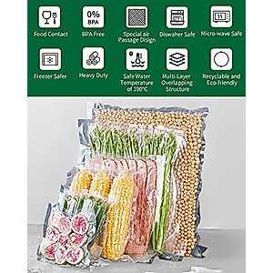 ZRFooCoo Vacuum Sealer Bags Rolls for Food, Commercial Grade, BPA Free Food Saver Bag 2 Rolls 8" x 20', Rolls for Sous Vide by Nutri-Lock