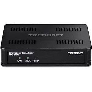 TRENDnet Ethernet Over Coax MoCA 2.5 Adapter, TMO-312C, Backward Compatible with MoCA 2.0/1.1/1.0, RJ-45 Gigabit LAN Port, Supports Net Throughput up to 1Gbps, Support up to 16 Nodes, Black