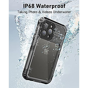 WIFORT iPhone 13 Pro Waterproof Metal Case - Built-in [Screen Protector][15FT Military Grade Shockproof][IP68 Water Proof], Full Body Aluminum Protective Dropproof Cover, 6.1" Black