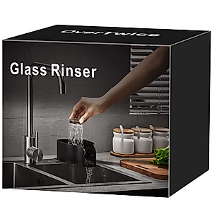 OverTwice Glass Rinser, Washable Inside and Outside of Cup Washer for Sink, Deep Cleaning with Powerful Spraying Holes Cup Washer with High Outer Wall, Glass Rinser for Kitchen Sink, Bottle Washer