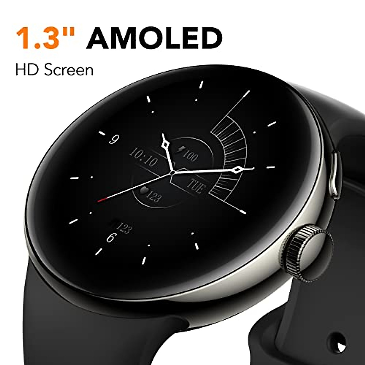 Parsonver Smart Watch Answer Make Call, AMOLED Always-on Display Smartwatch for Android and iOS Phones with Bluetooth Call/Dial, Fitness Activity Tracking, Sleep Monitor, Pedometer, Black, AIROR1