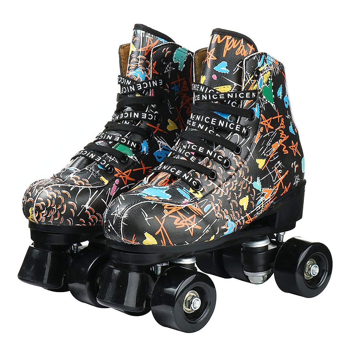 Unisex Indoor and Outdoor Roller Skates Classic High-top for Adult Skating Four-Wheel Roller Skates