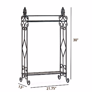 Standing Towel Rack for Bathroom,3-Tier Floor Freestanding Towel Racks with Storage Shelf,Antique Towel Holder Stand-21.75”×13”×38”
