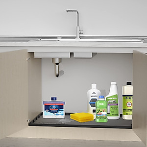 Under Sink Mat Waterproof for 36" Cabinet, Kitchen Rubber mat, Holds Over 3.3 Gallons Liquid Carbon Cabinets Leak Protector Bathroom Sink Line Drip Tray Sink Pan Black 35x22.5 inch