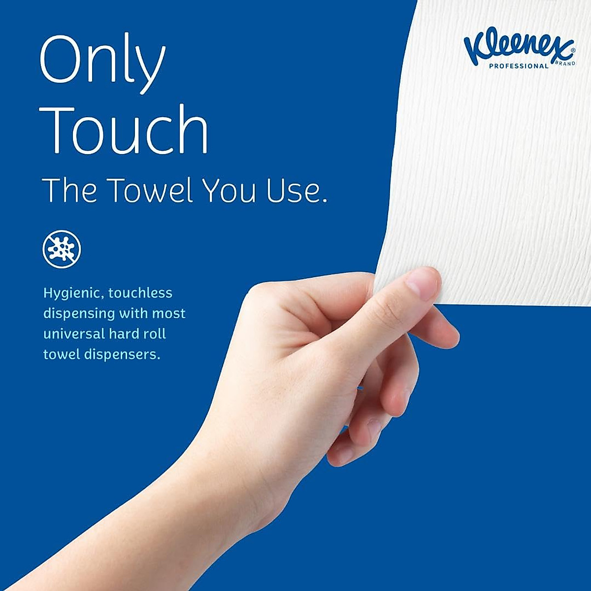 Kleenex Hard Roll Paper Towels (50606) with Premium Absorbency Pockets, 1.75" Core, White, 600'/Roll, 6 Rolls/Case, 3,600'/Case