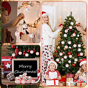 Yuxung 24 Pieces Christmas Peppermint Felt Ornaments Christmas Tree Hanging Peppermint Candy Mini Decorations for Home Party Favors Crafts Holiday Winter