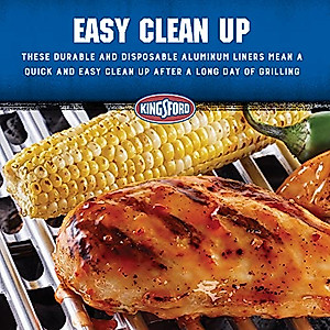 Kingsford Extra Tough Aluminum Grill Liners | Heavy Duty Grill Liners | Disposable Grilling Liners Prevent Food From Falling Through Grill Grates, 4 Count