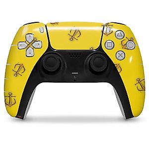 WraptorSkinz Skin Wrap compatible with Sony PS5 DualSense Controller Anchors Away Yellow (CONTROLLER NOT INCLUDED)
