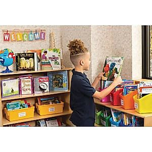 S&S Worldwide Durable Book, Magazine, File Folder, and Binder Holders. Ideal Bin for Narrow or Vertical Storage Needs. Instantly Color Code Home or Classroom, Assorted Primary Colors. Set of 6.