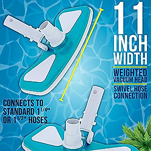 U.S. Pool Supply 11" Weighted Butterfly Pool Vacuum Head, 1-1/4" or 1-1/2" Swivel Hose Connection - Cleans Floor Debris - Safe for Vinyl Lined Pools