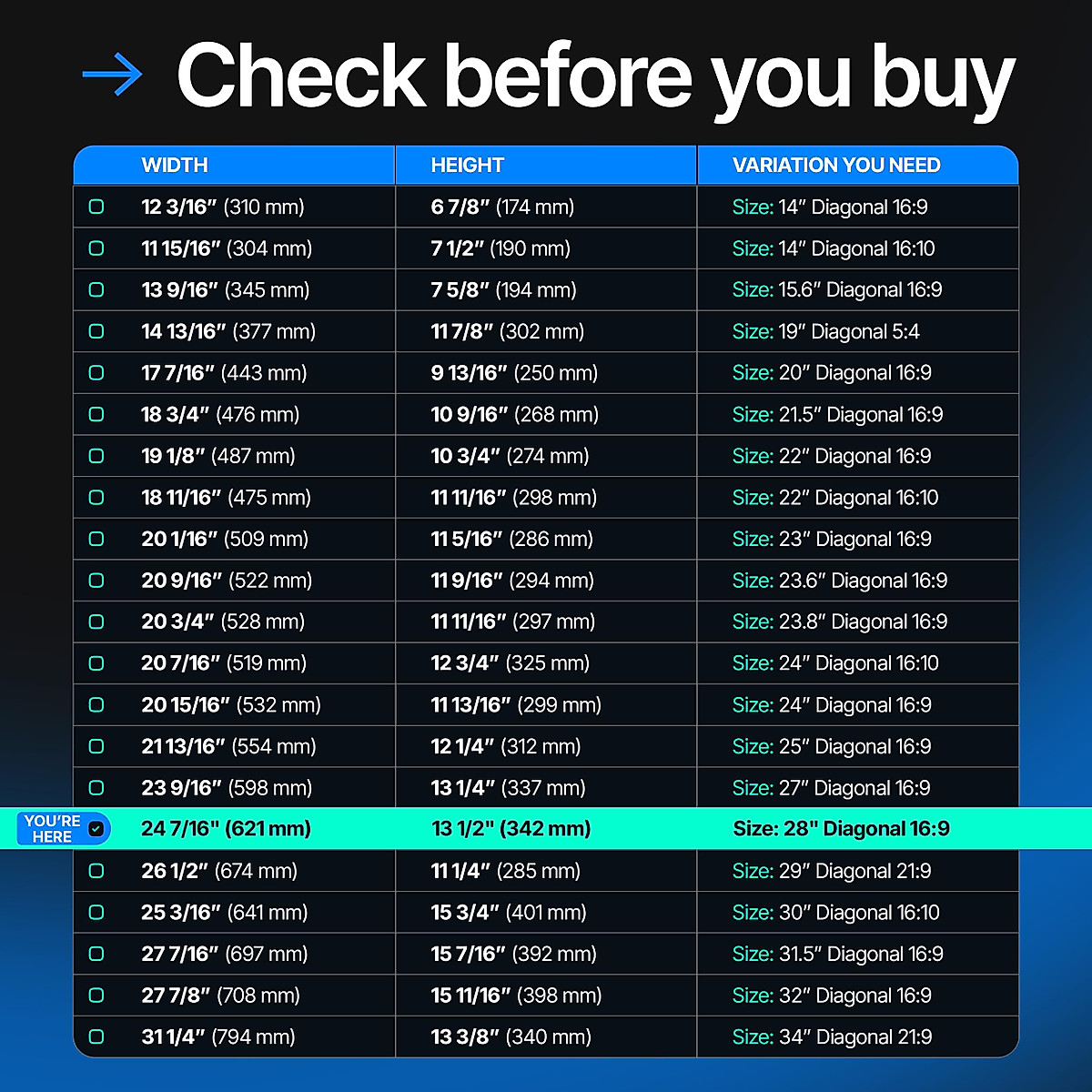 VINTEZ 28 Inch 16:9 Computer Privacy Screen Filter for Widescreen Monitor and Laptop - Anti-Glare - Anti-Scratch Protector Film - Data Confidentiality Shield [1 Pack]
