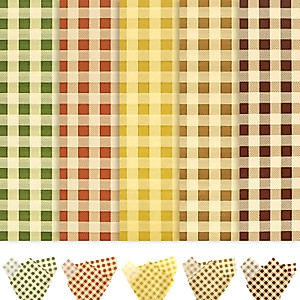 Whaline 100 Sheets Fall Tissue Paper Folded Flat Buffalo Plaid Wrapping Paper Thanksgiving Gift Wrapping Tissue Paper Art Paper for Home DIY Gift Bags Party Favor Autumn Birthday Decor, 14 x 20inch