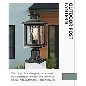 KAUEN 2 Pack Outdoor Post Light,Exterior Post Light Fixture,17.3" Height,3-Inch Pier Mount Base,Sand Black with Clear Seeded Glass,Outdoor Light for Patio, Porch, Yard, Garden