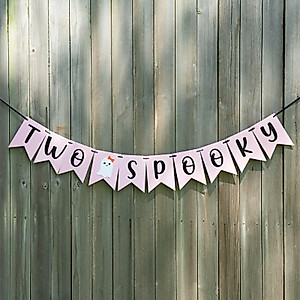 Two Spooky Birthday Garland - Halloween 2nd Birthday Banner, Pink Ghost Decor, Halloween Girl Birthday Banner, Two Spooky Party Supplies, Halloween Party Decorations