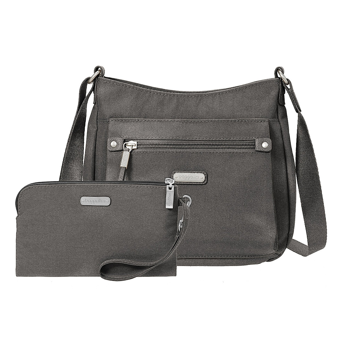 Baggallini Womens Uptown Bagg With Rfid Phone Wristlet Handbags, Gray, One Size US