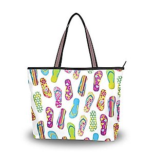 My Daily Women Tote Shoulder Bag Flip Flops Beach Sandal Handbag Medium