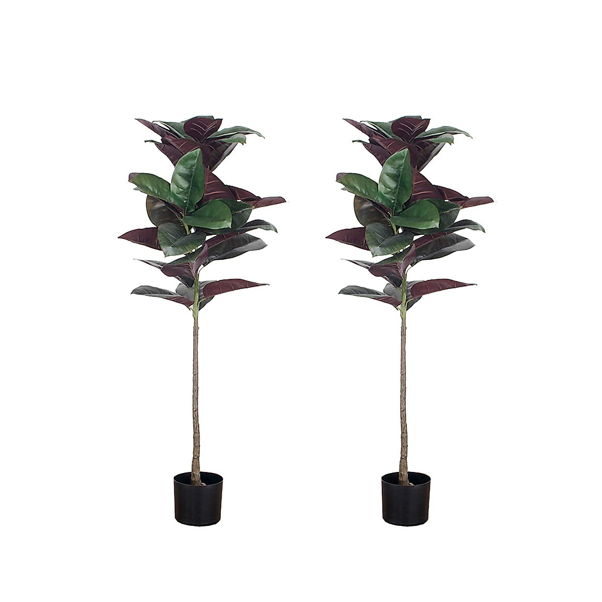 Tommino 4ft 2pcs Artificial Fiddle Leaf Fig Trees in Pot Natural Faux Ficus Lyrata Fake Greenery Plant for Home Office Decoration Indoor Outdoor Decor Living Room Garden