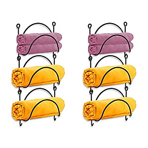 Unjumbly Metal Multi Purpose Towel Rack, Hold Up to 6 Towels - Stackable Wall Mounted Storage Organizer for Bathroom, Kitchen & Living Room, Wine Rack, Easy Installation - Black