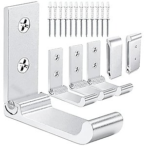 OHIYO Folding Coat Hooks 6pcs Fold Up Wall Hooks No Rust Aluminum Folding Hooks for Hanging Foldable Coat Hooks Wall Mounted Towel Hooks for Bathroom Hooks Wall Headphone Hanger (Matte Silver