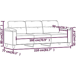 vidaXL 3-Seater Sofa Light Gray 70.9" Microfiber Fabric