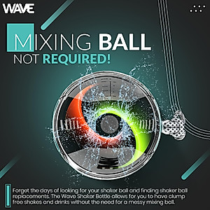Wave Shaker Bottle 20oz | No Blender Ball Needed | Great For Pre Workout, Protein Shakes, and Cocktails | BPA Free | Rope Handle