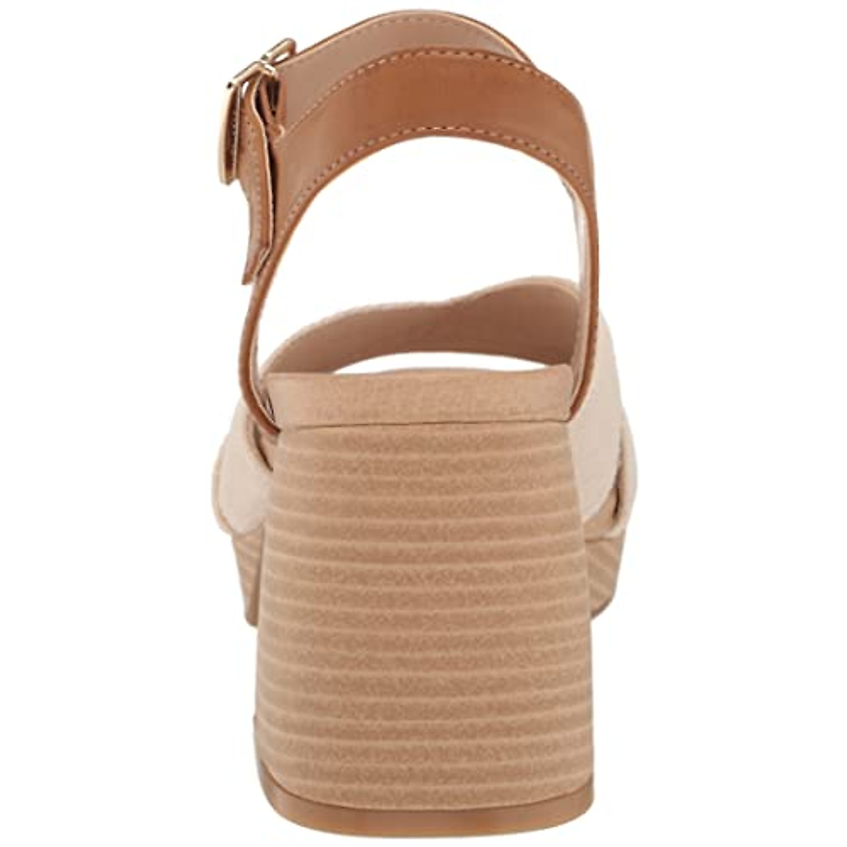 Dr. Scholl's Shoes Women's Mariah Block Heel Sandal Heeled, Light Brown Smooth/Fabric, 6