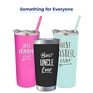 Best Aunt Ever Stainless Steel Personalized Tumbler - Insulated Cup with Cute Design - Slide Close Lid with Straw - for Pregnancy Announcements - Valentine's Day - Best Aunt Ever Gifts