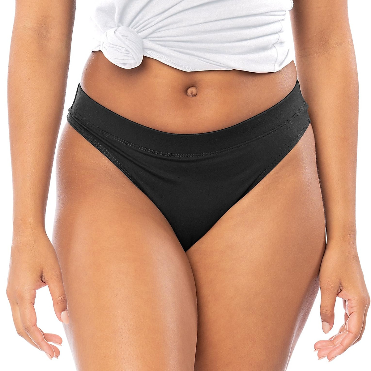 Sexy Basics Women's Sport Thong Panties | Workout Flex Bikini Hi Waist Underwear - Multi Packs