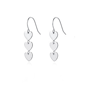 Reffeer Solid 925 Sterling Silver Love Heart Drop Earrings for Women Teen Girls Sweet Heart Dangle Earrings Hook Earrings (A-Silver)