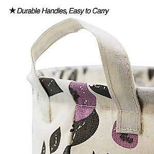 Large Fabric Storage Bins Toys Storage Basket for Baby Nursery, Kids Playroom, Home Organizer, Collapsible Laundry Basket Hamper with Floral Pattern (Purple Flowers)