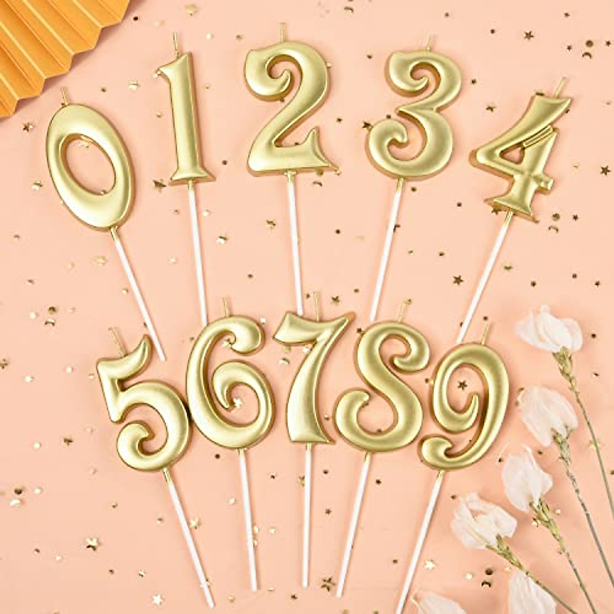 PHD CAKE 2.76 Inch Elegant Gold 1 Number Birthday Candles, Gold Number Candles, Cake Number Candles, Party Celebration