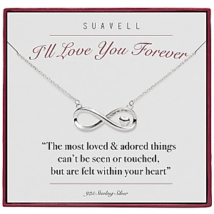 Suavell Infinity Heart Necklace. Sterling Silver Necklace Forever Jewelry. Infinity Necklace. Valentines Day Gifts for Her, Birthday Gifts for Women, Gifts for Girlfriend, Gifts for Wife Christmas