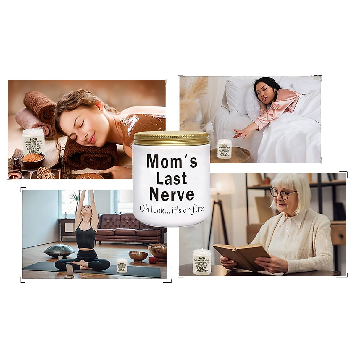 Mothers Day Gifts for Mom from Daughter Son Funny Christmas Birthday Candle Gift Novelty Unique Lavender Scented Soy Candles Moms Last Nerve Oh Look Its On Fire