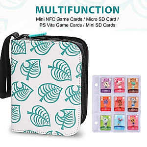 495 Pockets Binder Holder for Animal Crossing Mini Amiibo Cards, 1.3"x1" ACNH NFC Tag Game Cards Carrying Case (Leaf, Plus)