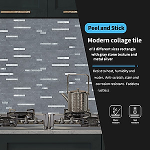 Art3d 10-Sheet Peel and Stick Grey Marble Backsplash Tile for Kitchen Bathroom