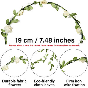 AWAYTR 3Pcs Flower Crown Floral Wreath Headband Fairy Floral Garland Bohemian for Women Girls Wedding Festival Party Vacation Photography Props (Cream white)