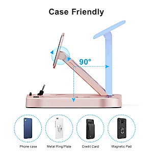 Charging Station for Multiple Devices Apple, 3 in 1 Charging Dock for iPhone/AirPods Series, Portable Charging Stand for iWatch Series 8/Ultra/7/6/5/4/3/2/1/SE(with 15W Adapter and Cable) Rose Gold