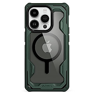 ULTIMAL Case Designed for iPhone 14 Pro 6.1 Inch, Rugged Military Cover with Lightweight Slim Sporty Design, Protective Bumper Case Compatible with Magsafe (Green/Black)